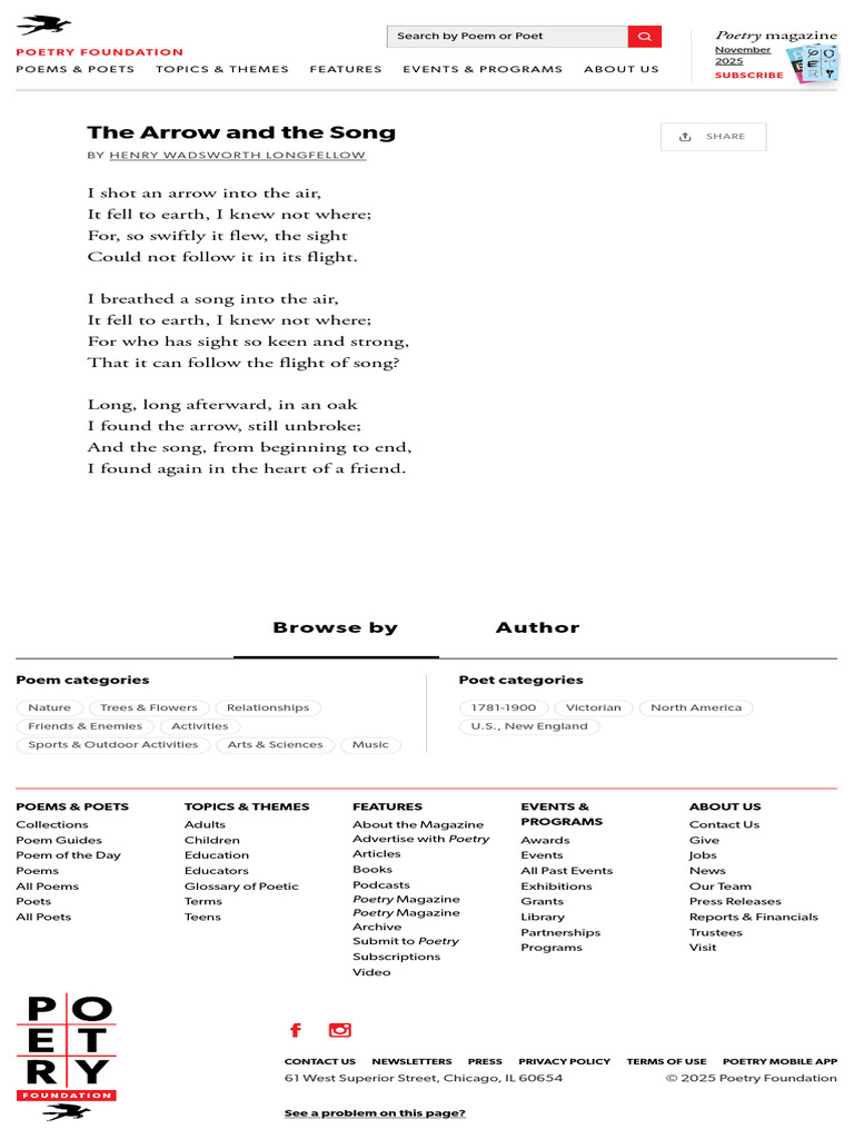 The Arrow and The Song - The Poetry Foundation | PDF | Poetry