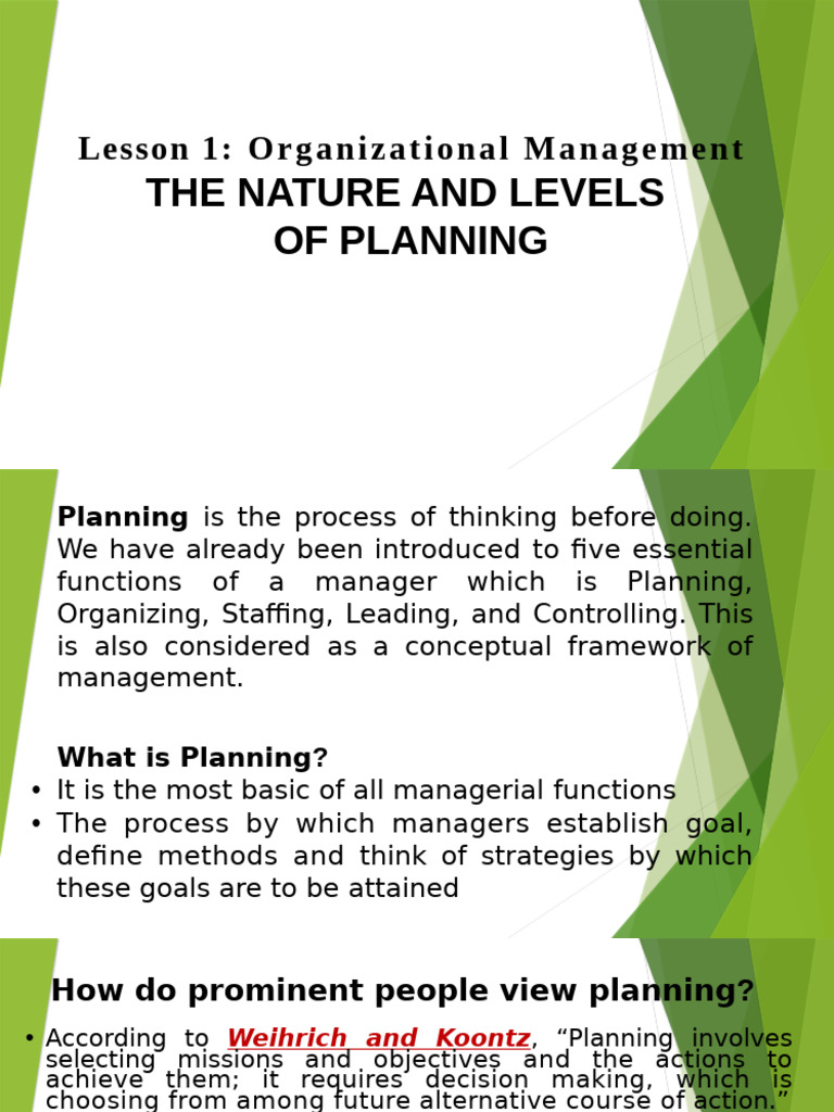 Understanding Levels of Planning in Management | PDF | Goal | Strategic ...
