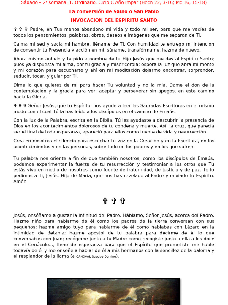 13 Sa 2STO Mc 16,15-18 Conversion de SAULO Que mis CAIDAS vayan a Ti Hec 22, 3-16 | PDF | Pablo ...