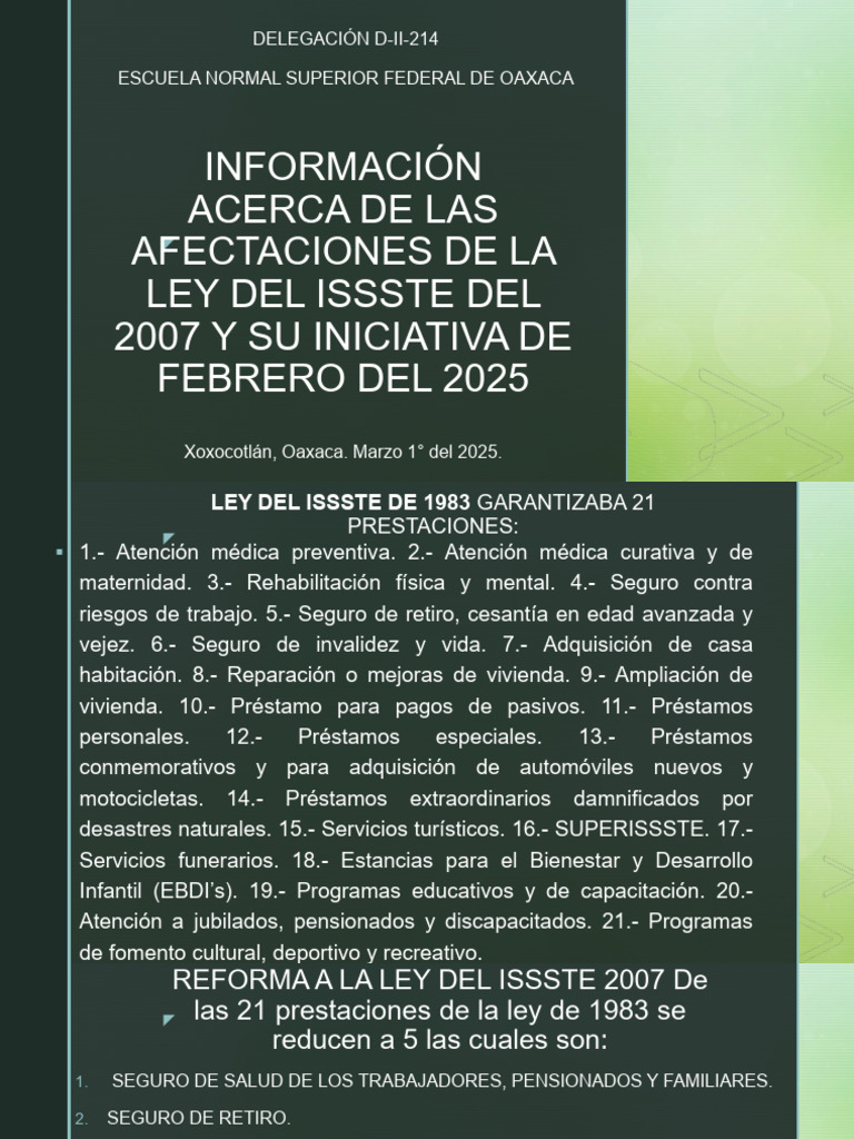 Información Ley Del Issste Febrero 2025 | PDF | Jubilación
