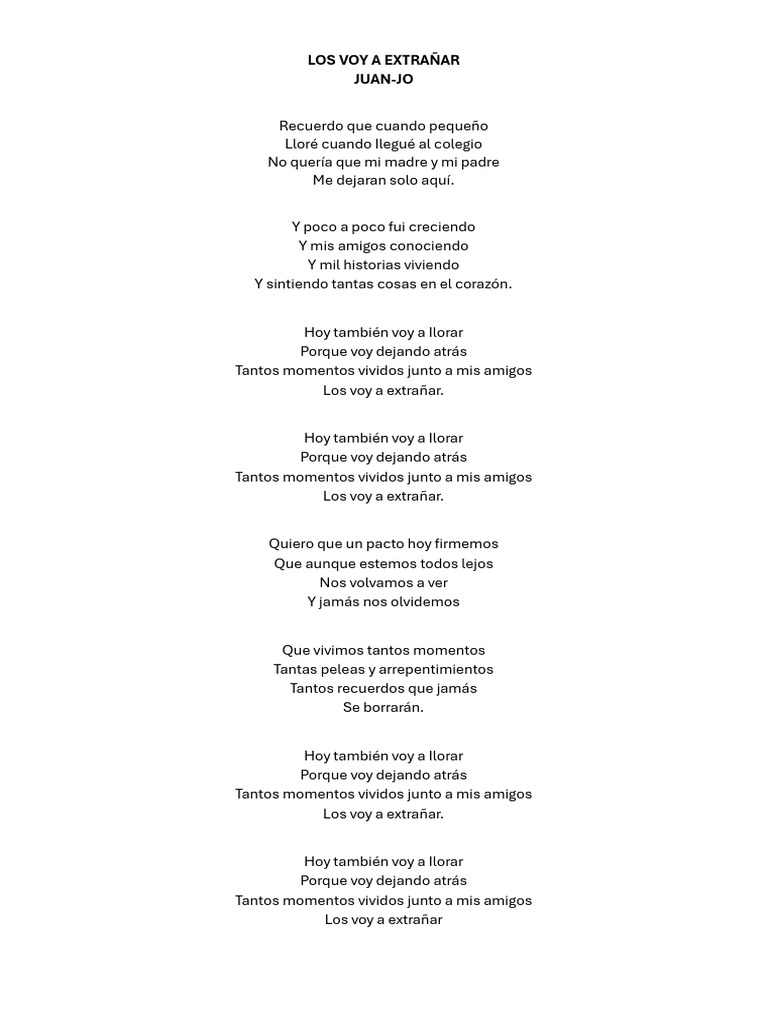 Cancion Los Voy A Extrañar | PDF