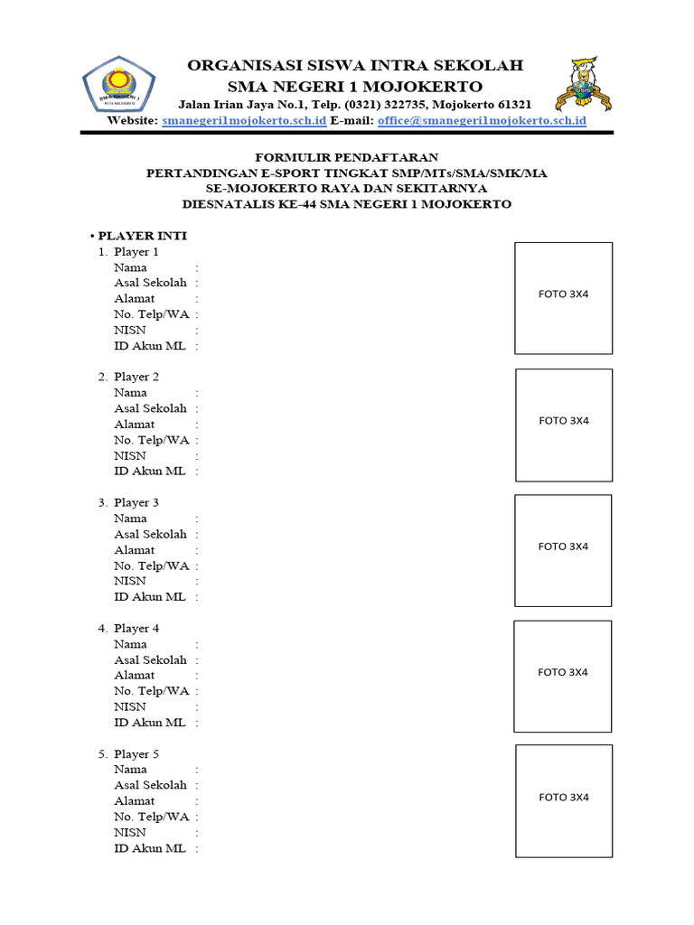 Surat Pernyataan Peserta E-Sport (2) | PDF