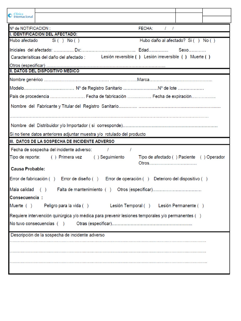 Ext-Far-002 Reporte de Sospecha de Incidentes Adversos A Dispositivos ...