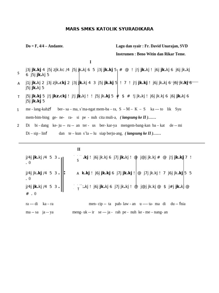 Teks Mars SMK Syuradikara Ende | PDF