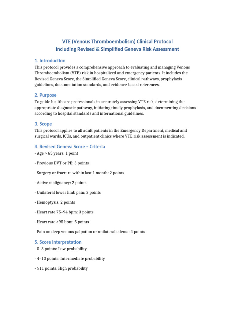 VTE Clinical Protocol & Risk Assessment | PDF | Medical Specialties ...
