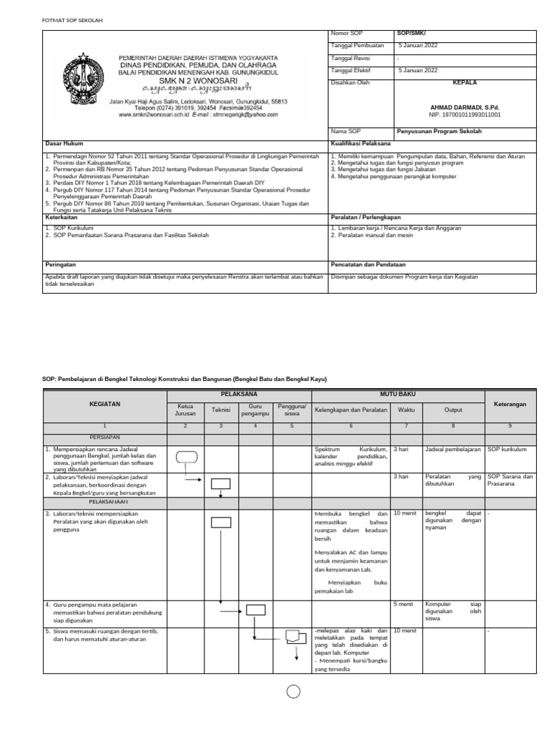 SOP Penggunaan Bengkel | PDF