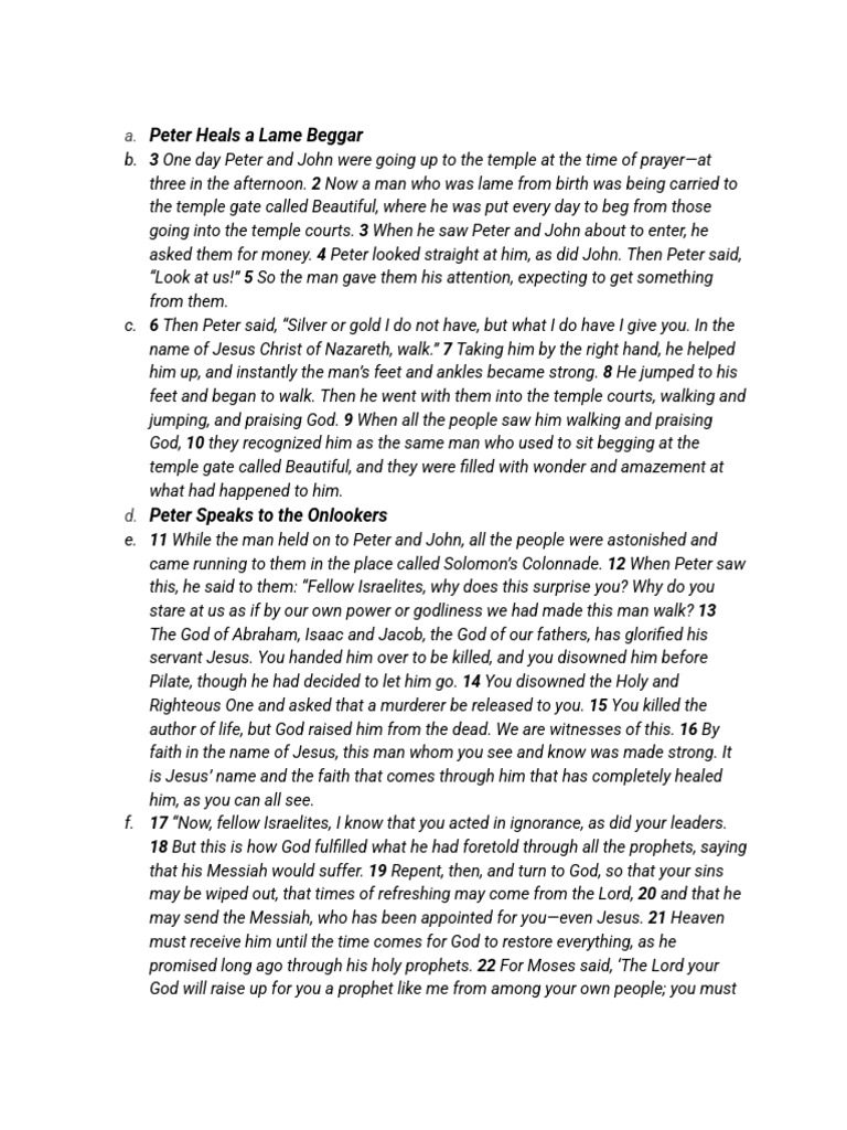 Peter Heals A Lame Beggar | PDF | Jesus | Prophet