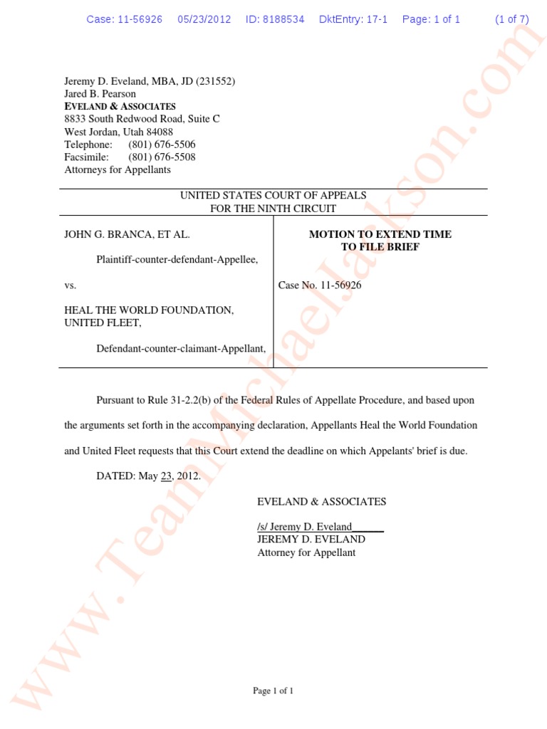 Motion To Extend Time. | PDF | Brief (Law) | Cm/Ecf