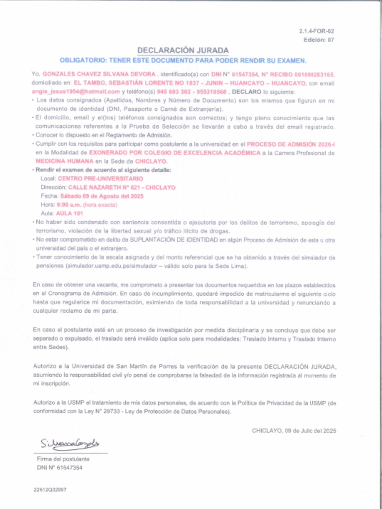 Declaracion Jurada | PDF