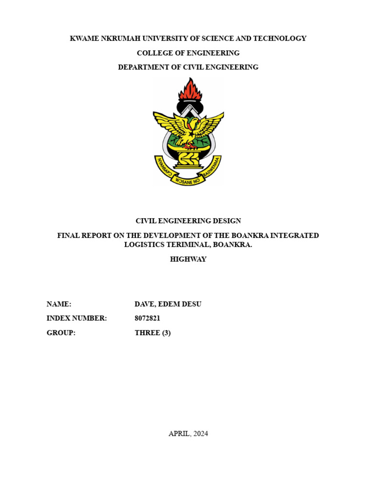 Development of The Boankra Integrated Logistics Terminal Road, Boankra ...