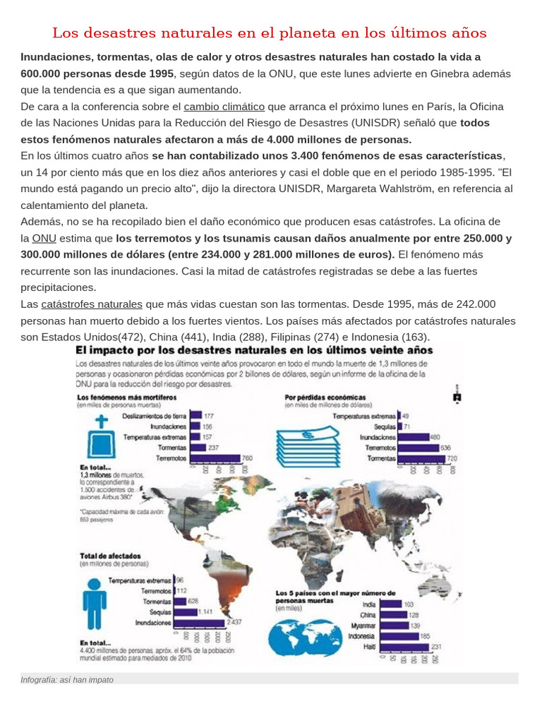 Los Desastres Naturales en El Planeta-Lectura | PDF