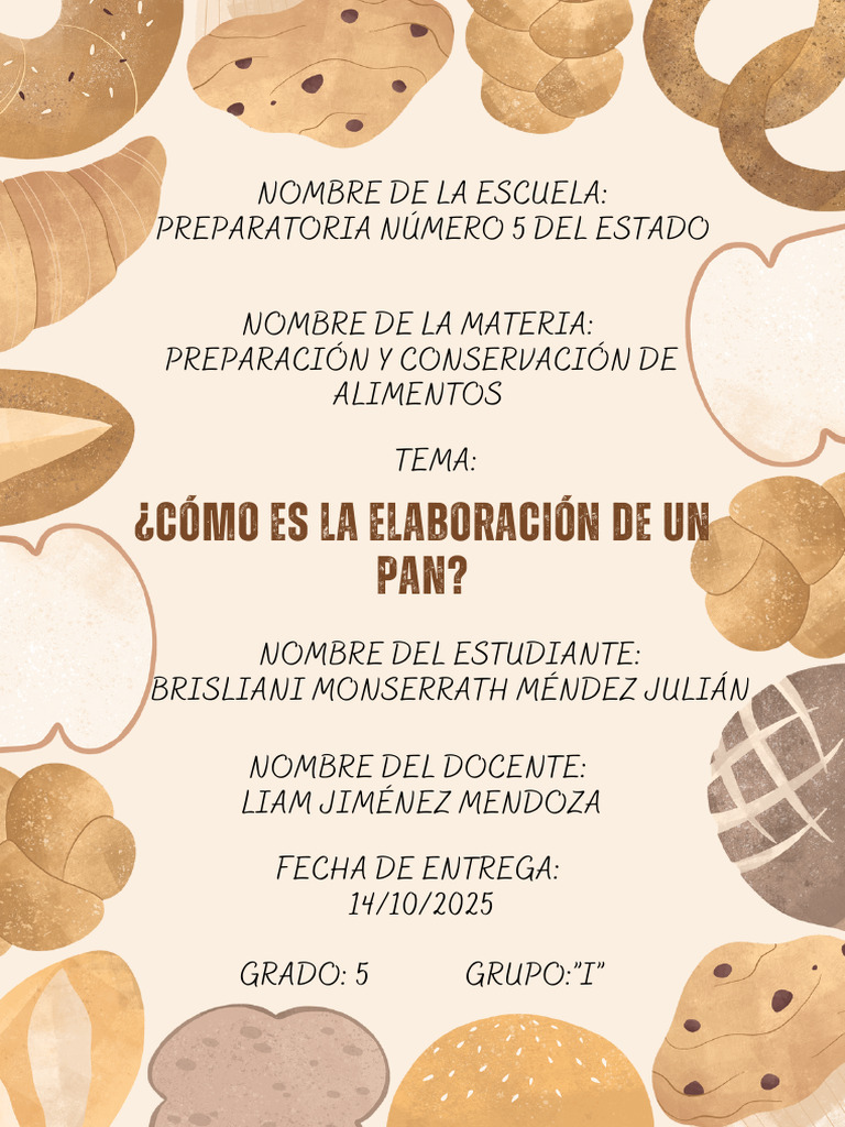 Documento A4 Portada Guía Proyecto Panadería Título Pan Ilustrado Marrón.pdf | PDF