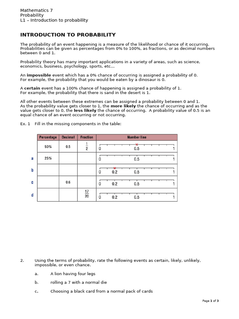 L1 - Introduction to Probability | PDF | Probability | Applied Mathematics