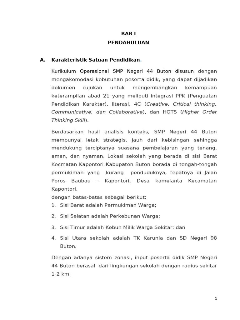 Karakteristik SMP Negeri 44 Buton 2023 | PDF