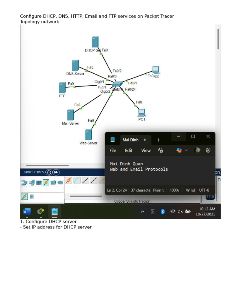 Setup DHCP, DNS, HTTP, Email, FTP Services | PDF