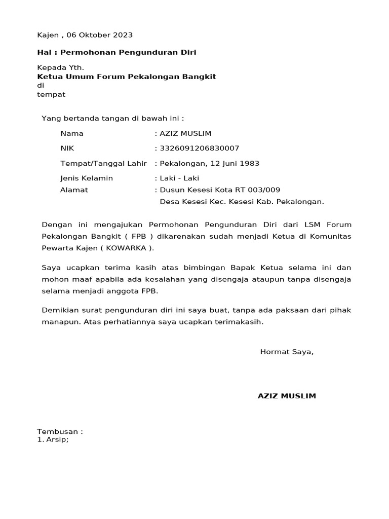 Pengunduran Aziz | PDF