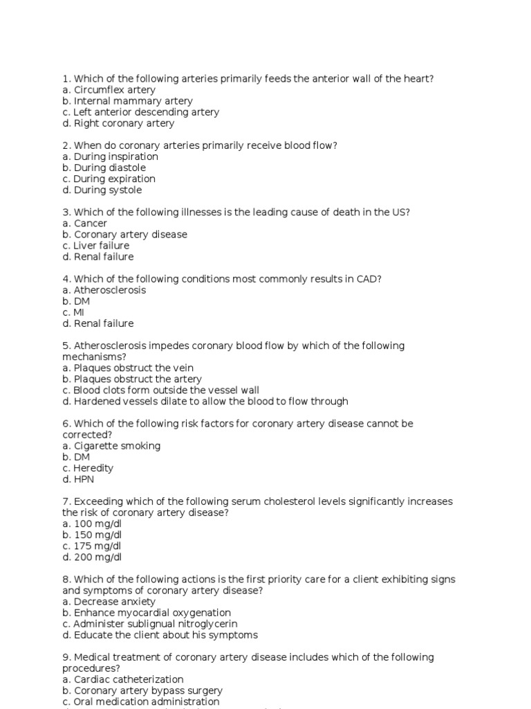Test Bank Cardio | PDF | Heart | Myocardial Infarction