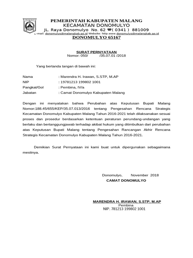 3. Surat Pernyataan Renja 2019 | PDF