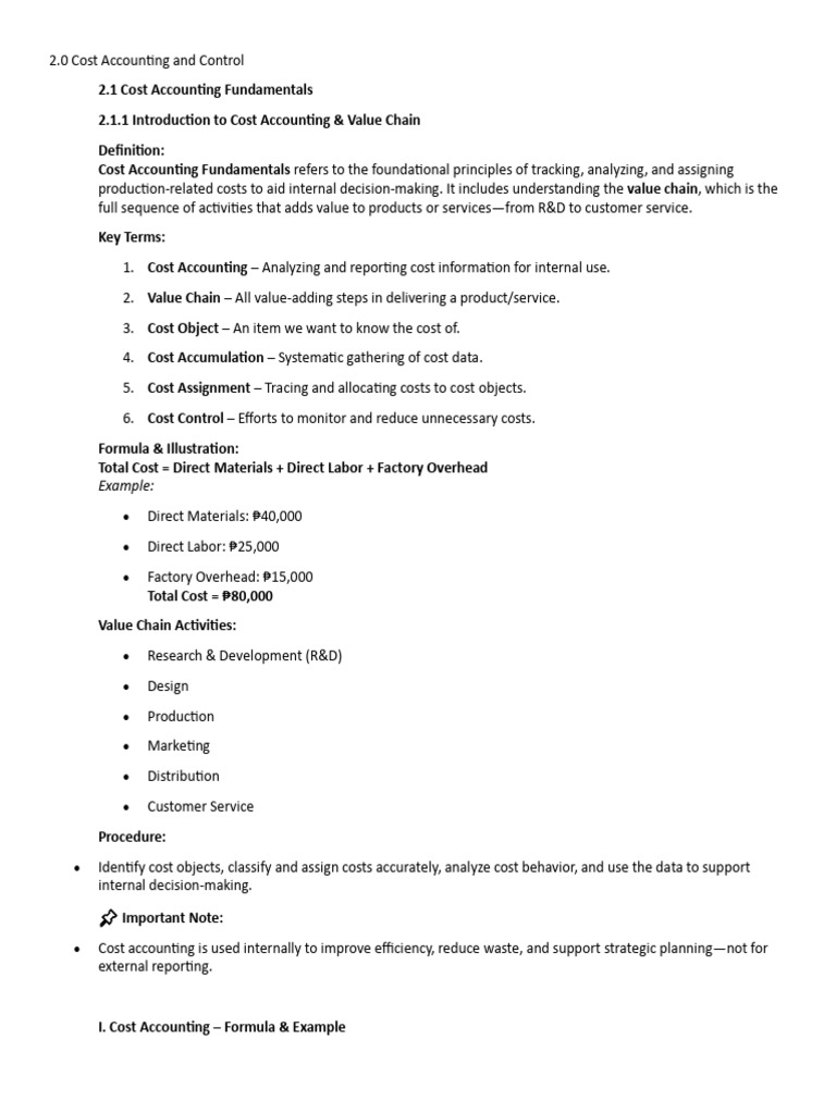 Cost Accounting and Control Reviewer (TOS) | PDF | Cost Of Goods Sold ...