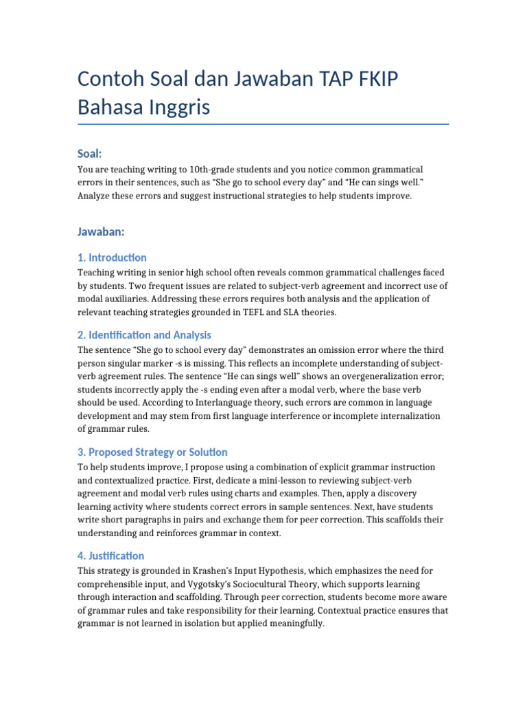 Contoh Soal Dan Jawaban TAP Bahasa Inggris | PDF | Second Language ...