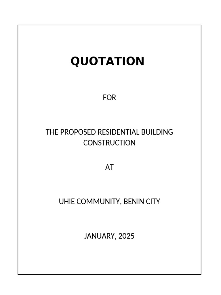 Residential Building Cost Estimate | PDF