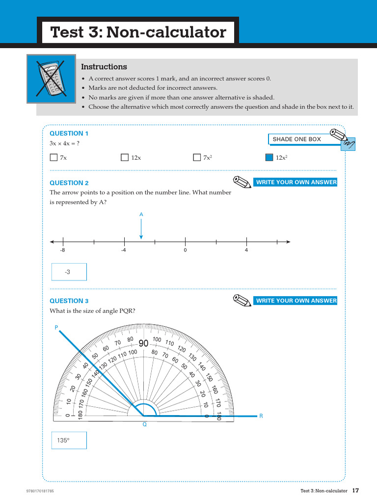 Year 9 Non-Calculator Numeracy Test | PDF | Breads