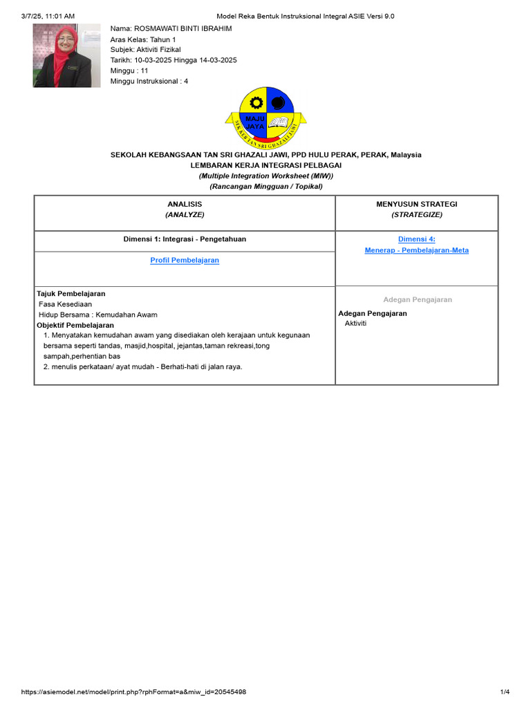 Model Reka Bentuk Instruksional Integral ASIE Versi 9.0 2 | PDF