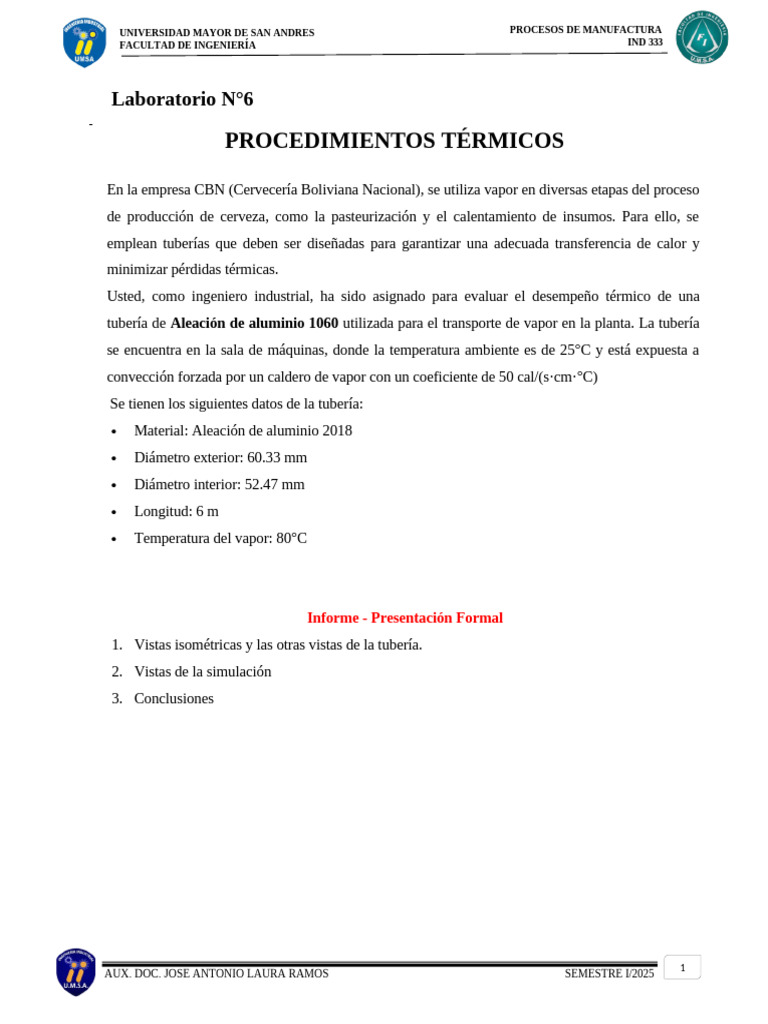 LABO N° 6,7,8 y 9 | PDF | Tubería (transporte de fluidos) | Ingeniería Industrial