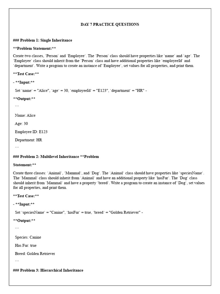 Day 7 Practice Questions | PDF | Class (Computer Programming ...