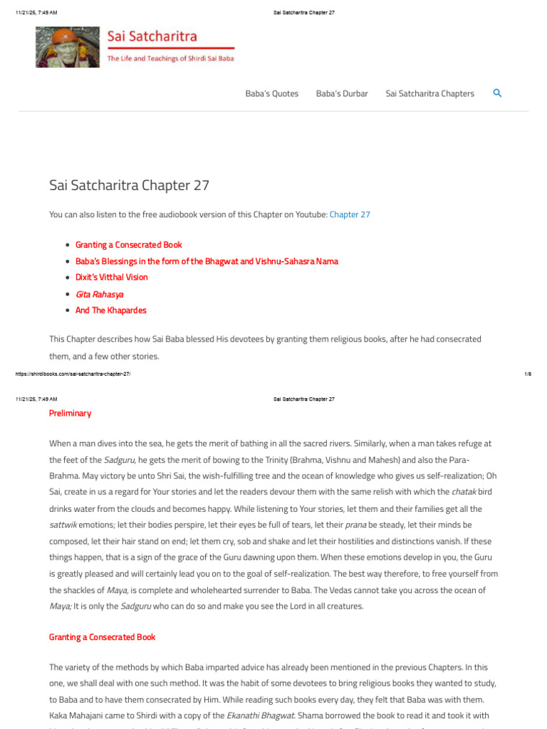 Sai Satcharitra Chapter 27 | PDF