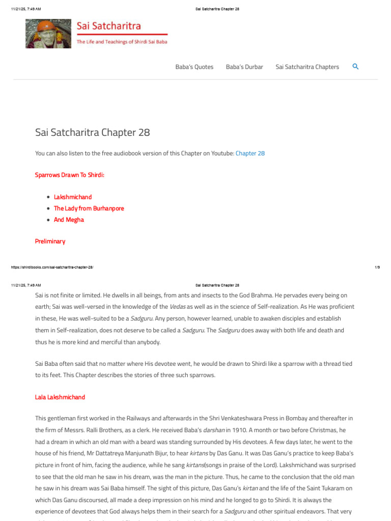 Sai Satcharitra Chapter 28 | PDF | Shiva | Indian Religions