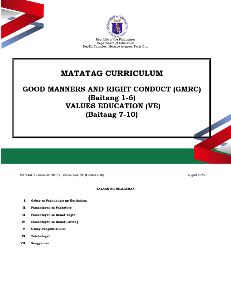 Final Matatag Gmrc and Ve Cg 2023 Grades 1-10 | PDF
