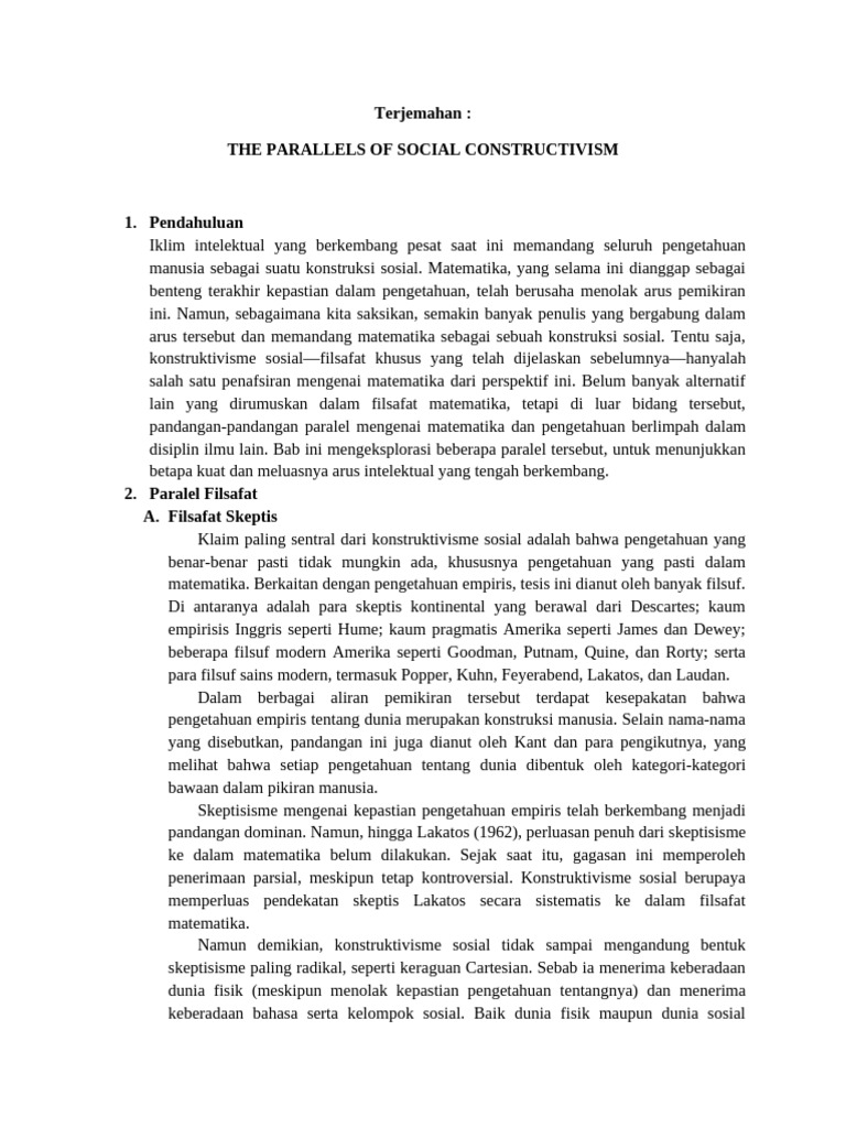 Terjemahan The Parallels of Social Constructivism | PDF