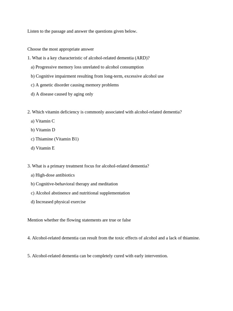 Questions - Listening Test | PDF