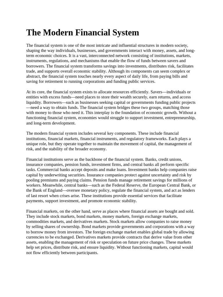 The Modern Financial System | PDF | Financial Risk | Banks
