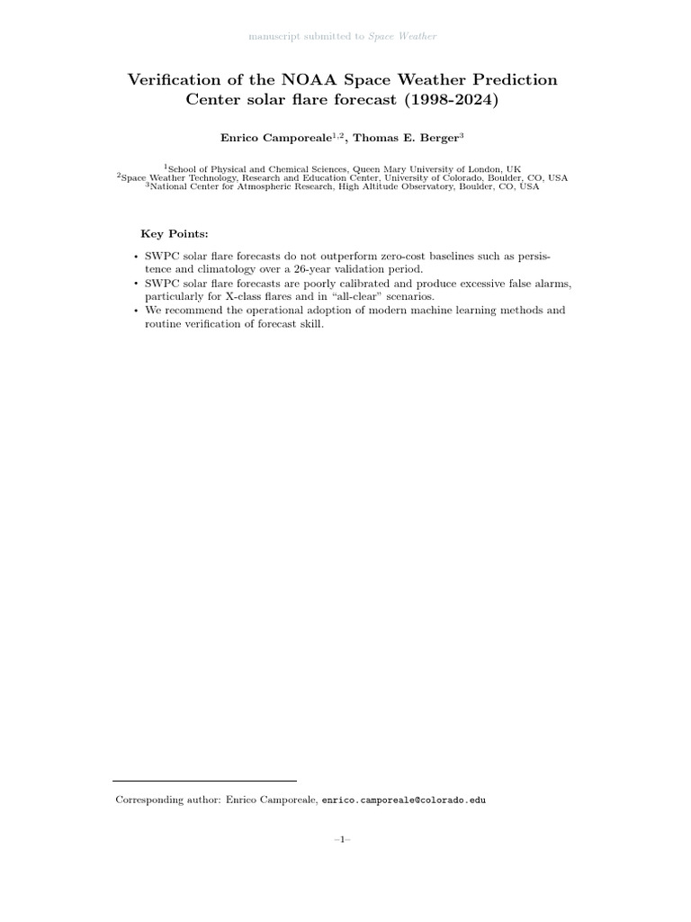 Verification of The NOAA Space Weather Prediction | PDF | Receiver ...