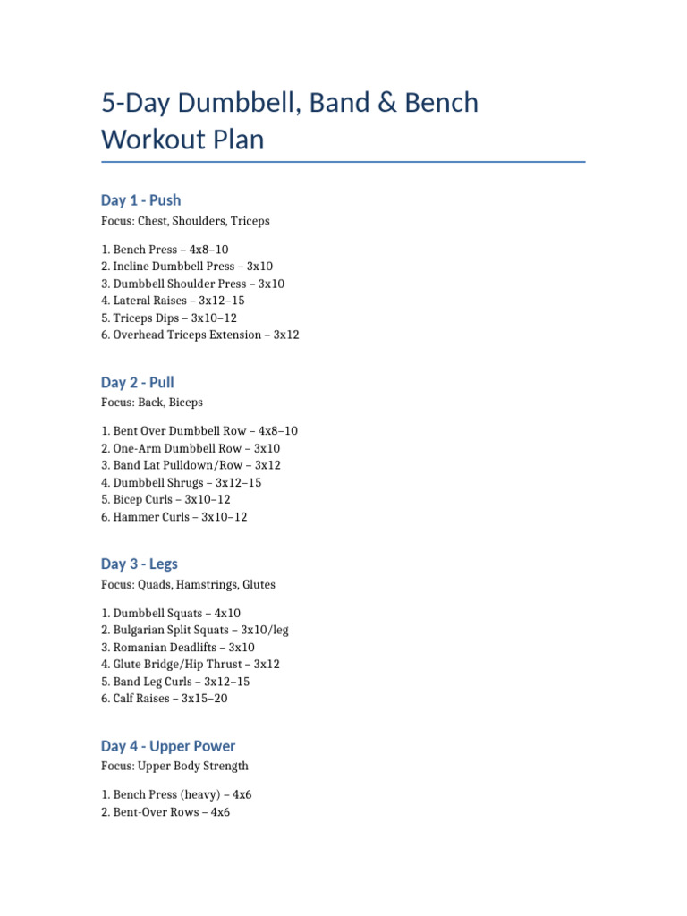5day WorkoutPlan With Tracker | PDF