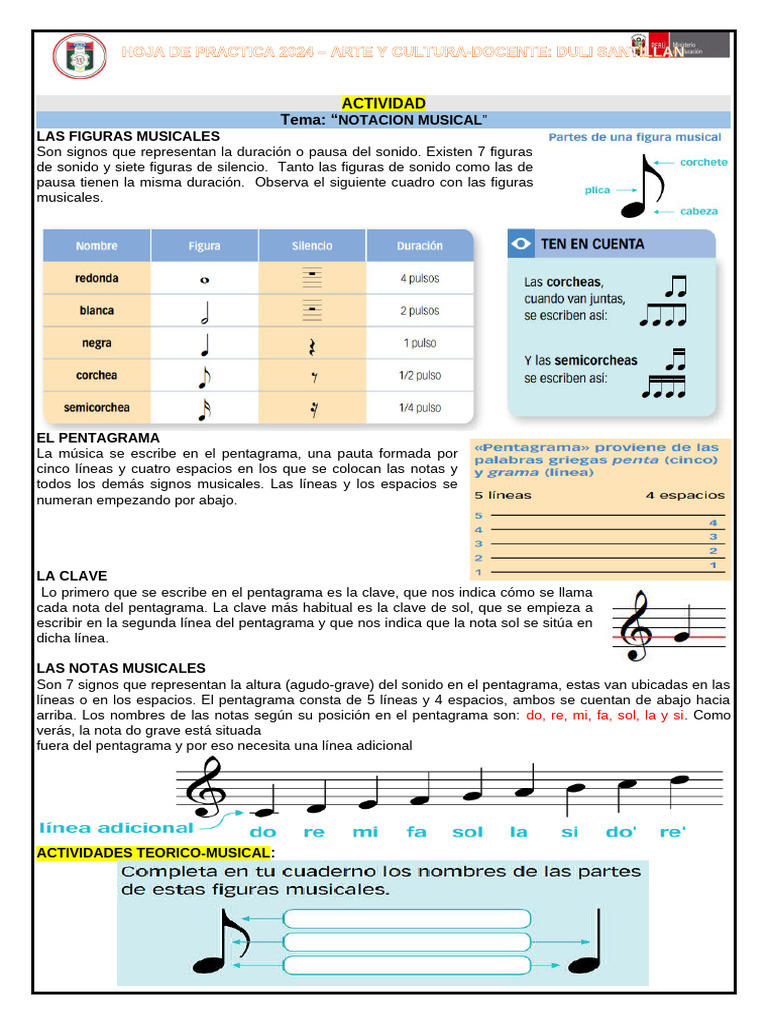 Notacion Musical - 3,4,5 Grado | PDF