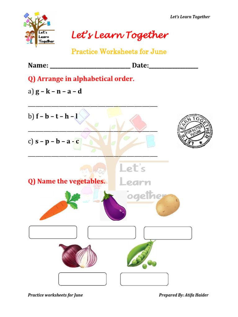 June Practice Worksheets for Kids | PDF | Linguistics | Languages
