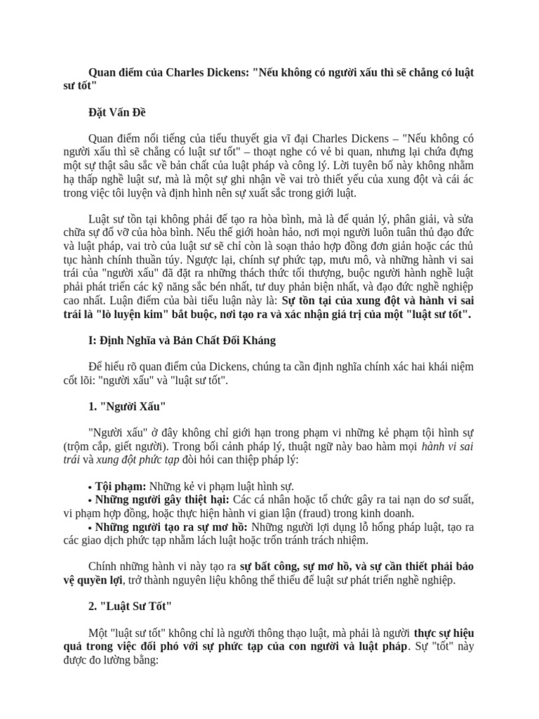 Ủng Hộ Quan Điểm Không Có Người Xấu Thì Không Có Luật Sư Tốt - Trần Mai Xuân Nhi | PDF