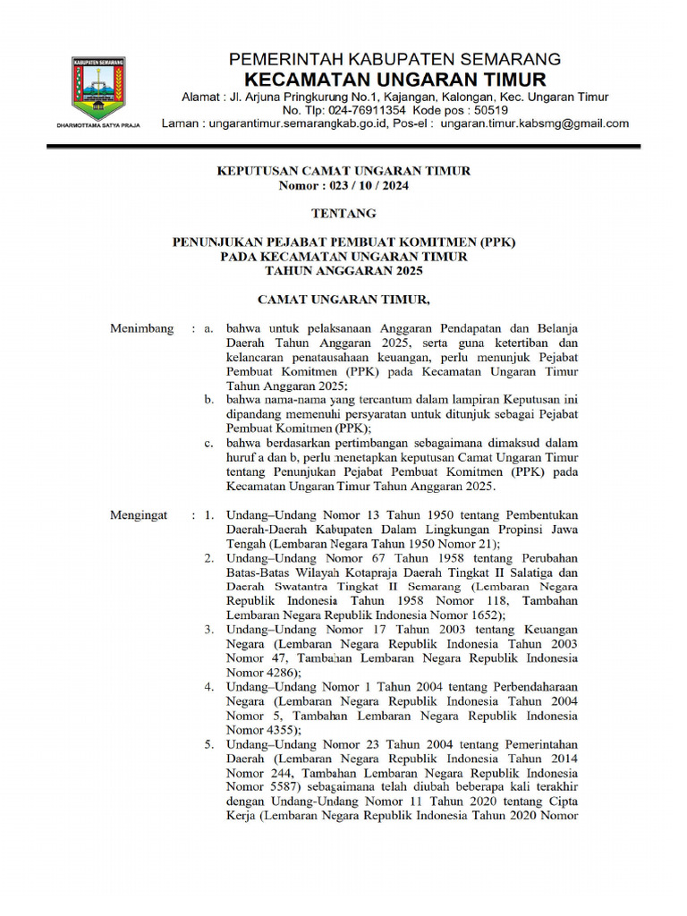 Sk Camat Ppkom 2025_ok | PDF