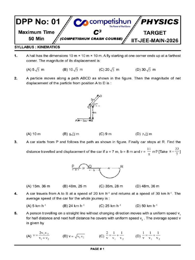 Kinematics Questions Mains | PDF