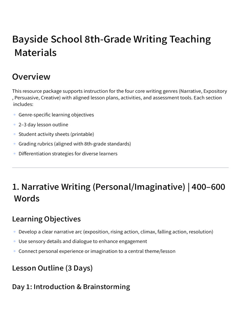 8th Grade Writing Curriculum Resources | PDF | Argument | Evidence