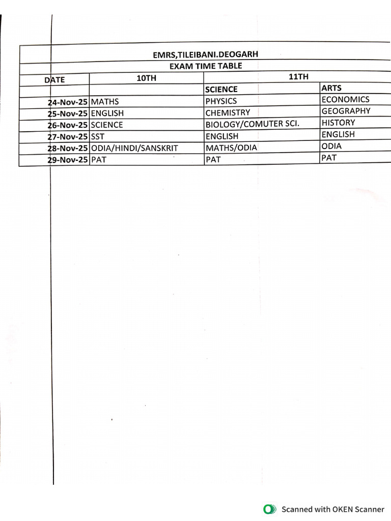 Exam Time Table(2) | PDF
