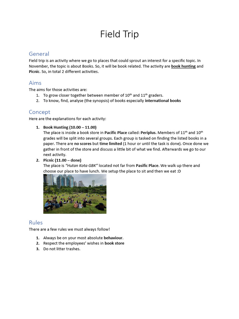 Book-Themed Field Trip Activities | PDF