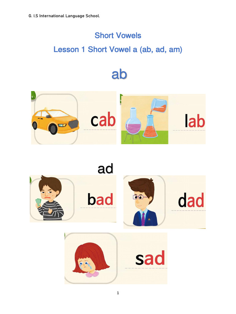Short Vowels Book 2 Done New | PDF | Linguistics | Phonetics