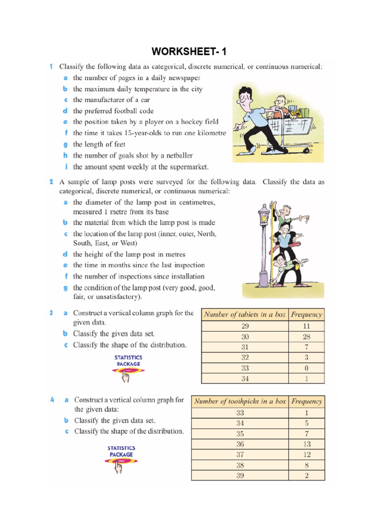 Statistics Math Worksheet-1 | PDF