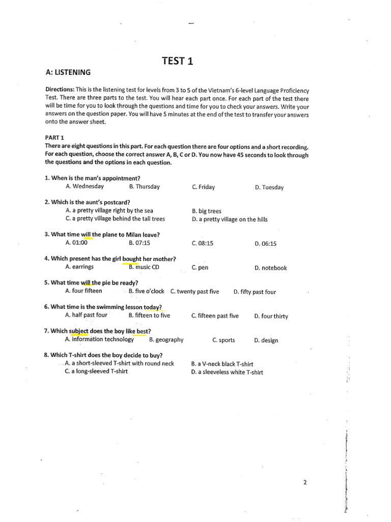 Vst Listening Test 1 | PDF