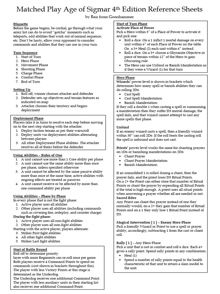 AoS Reference Sheets v3 | PDF