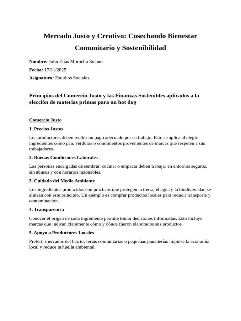 Mercado Justo y Creativo EESS | PDF